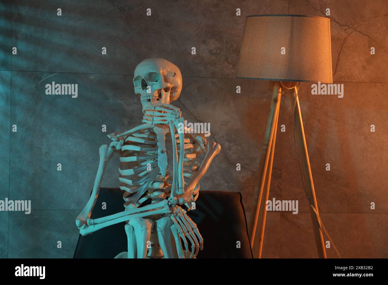 Skeleton relaxing in chair hi-res stock photography and images - Alamy