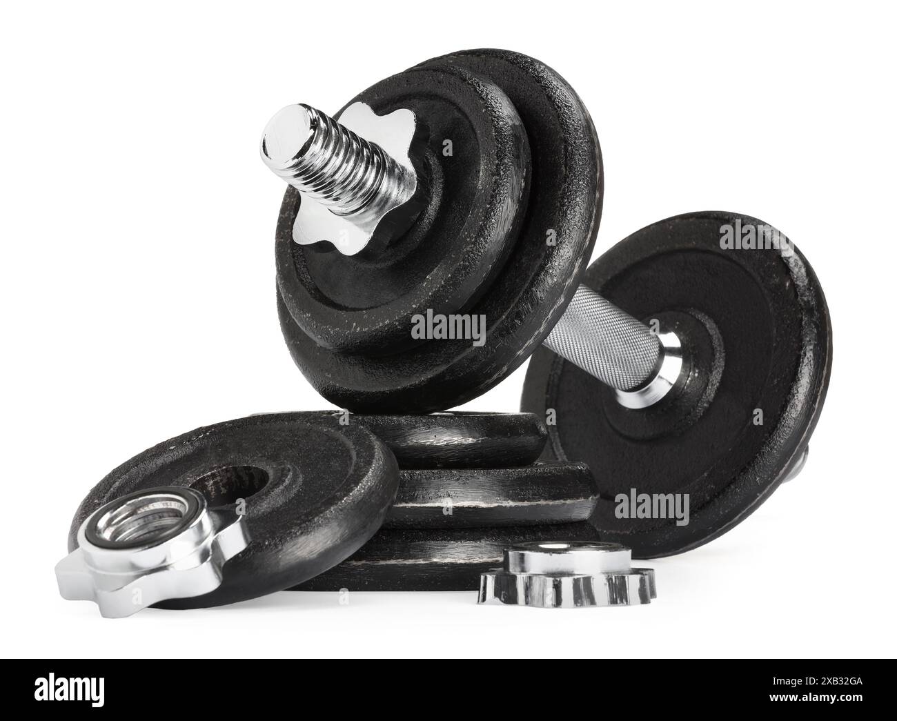 Barbell and parts of one isolated on white Stock Photo - Alamy
