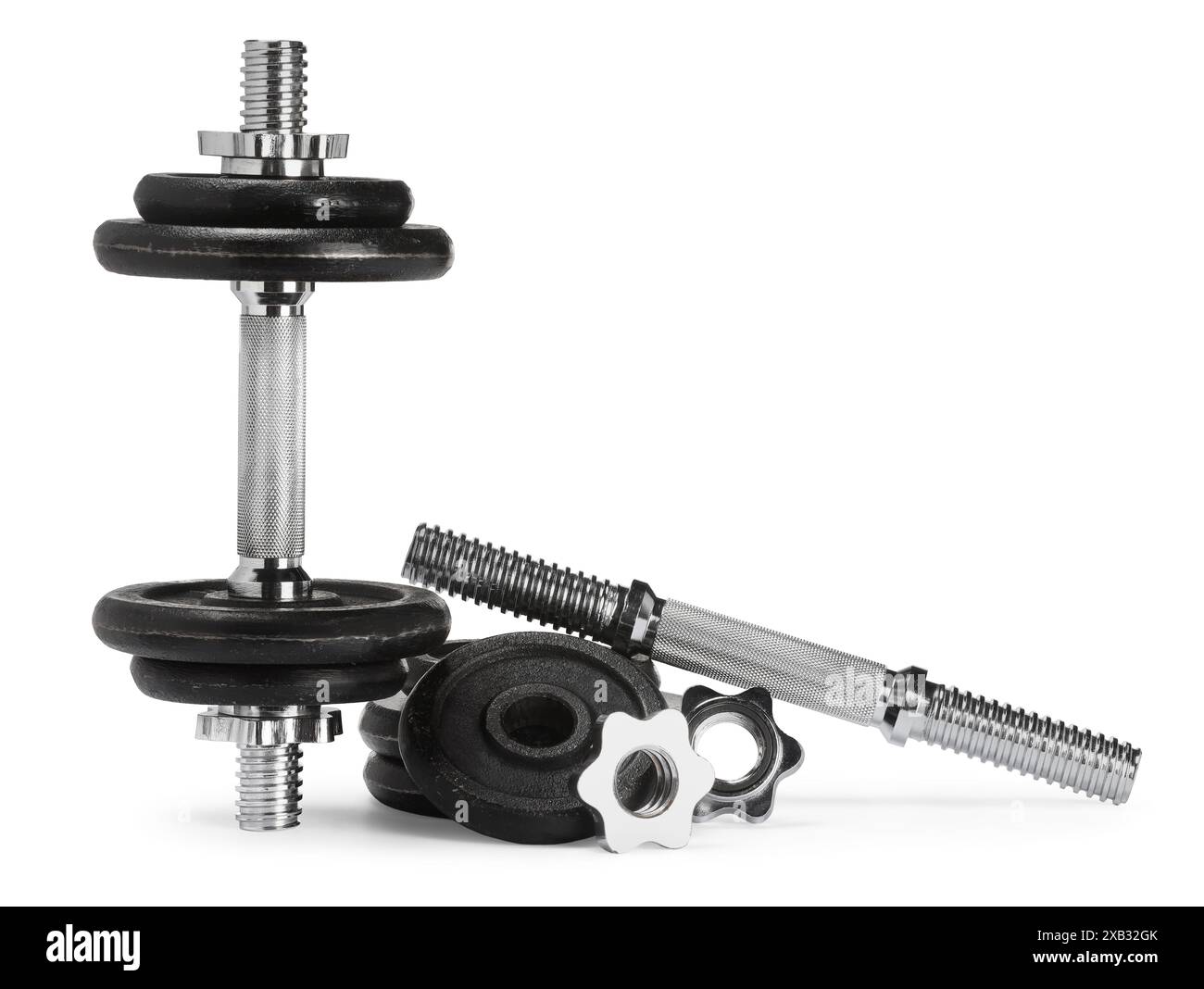 Barbell and parts of one isolated on white Stock Photo - Alamy