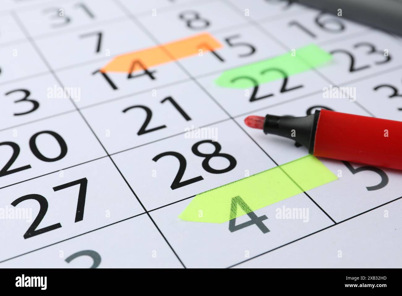 Timetable calendar page marked hi-res stock photography and images - Alamy