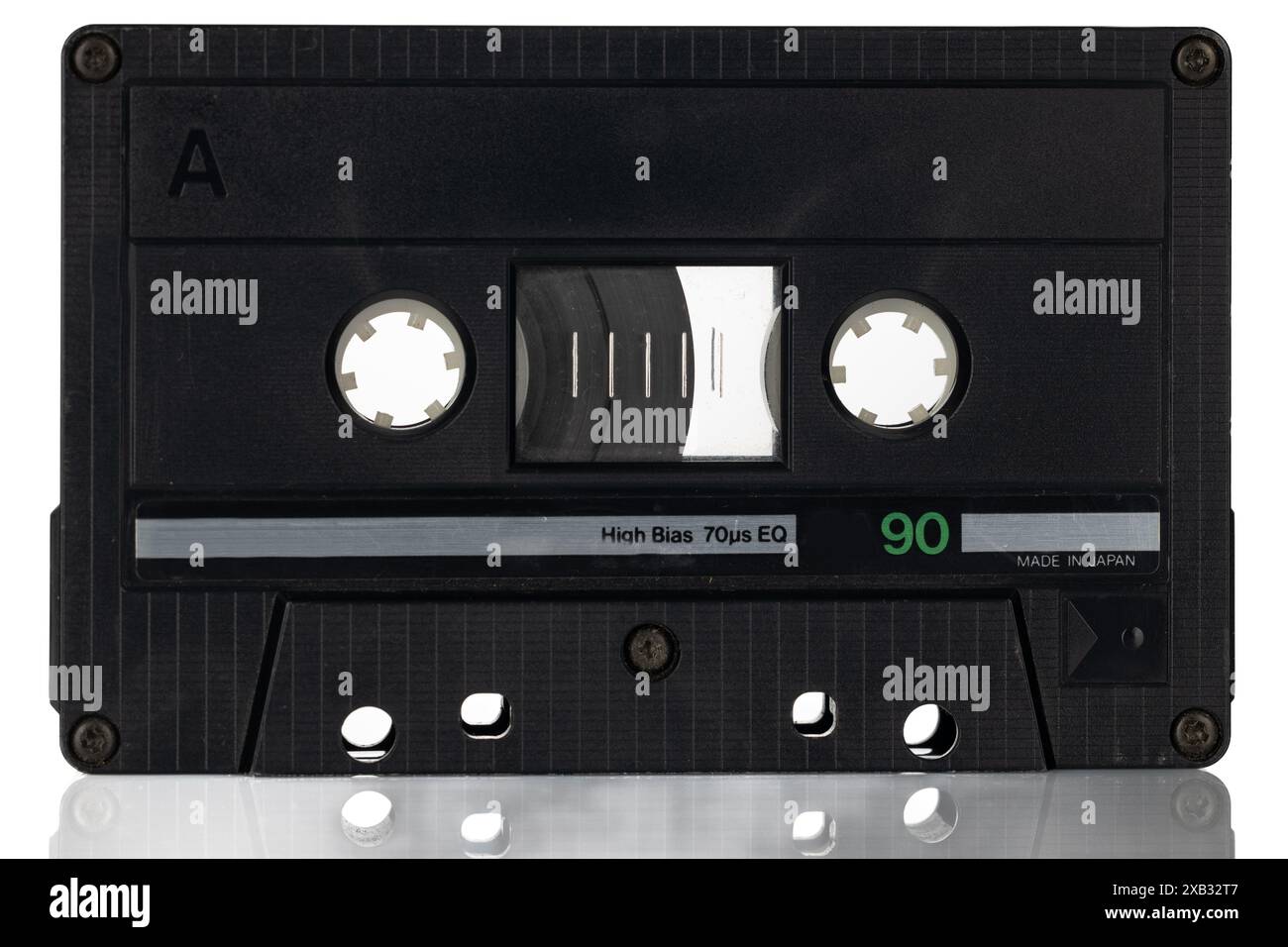 Black Audio Cassette Tape with Green Label Stock Photo - Alamy