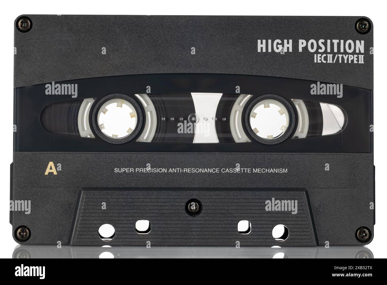 Black Audio Cassette with White Label Stock Photo - Alamy