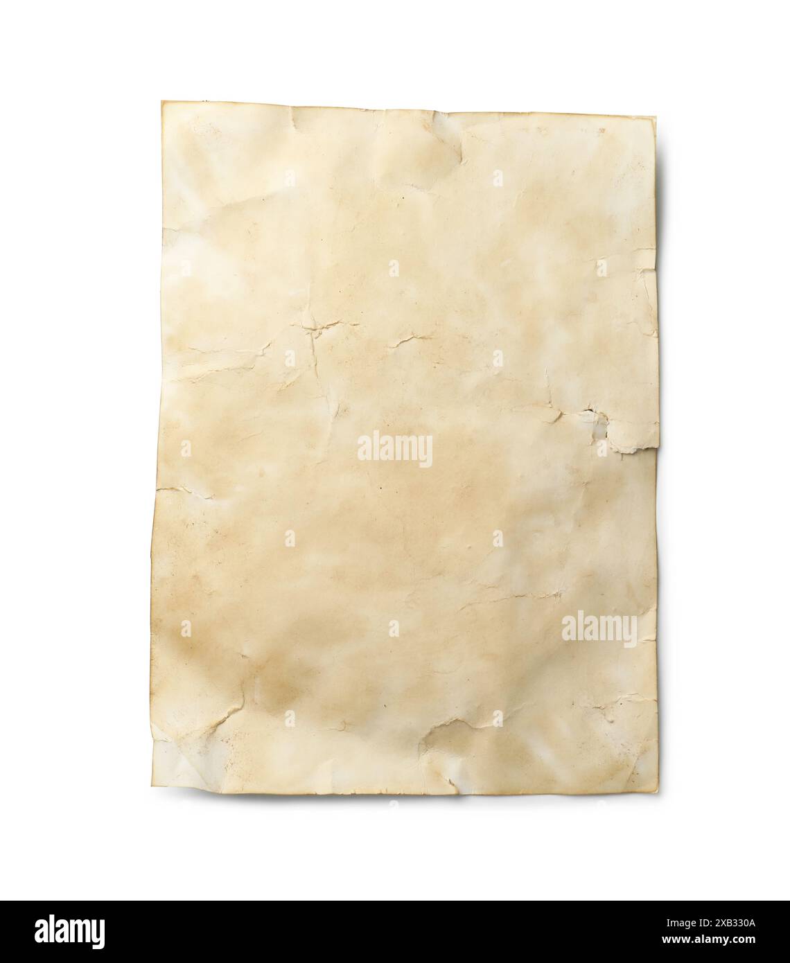 Sheet of old parchment paper isolated on white, top view Stock Photo ...