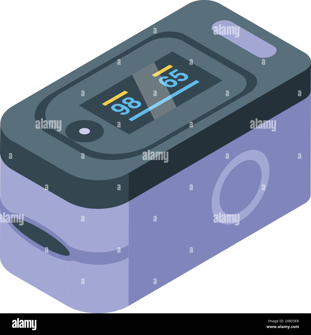Digital pulse oximeter measuring blood oxygen saturation, indicating health and wellness Stock ...