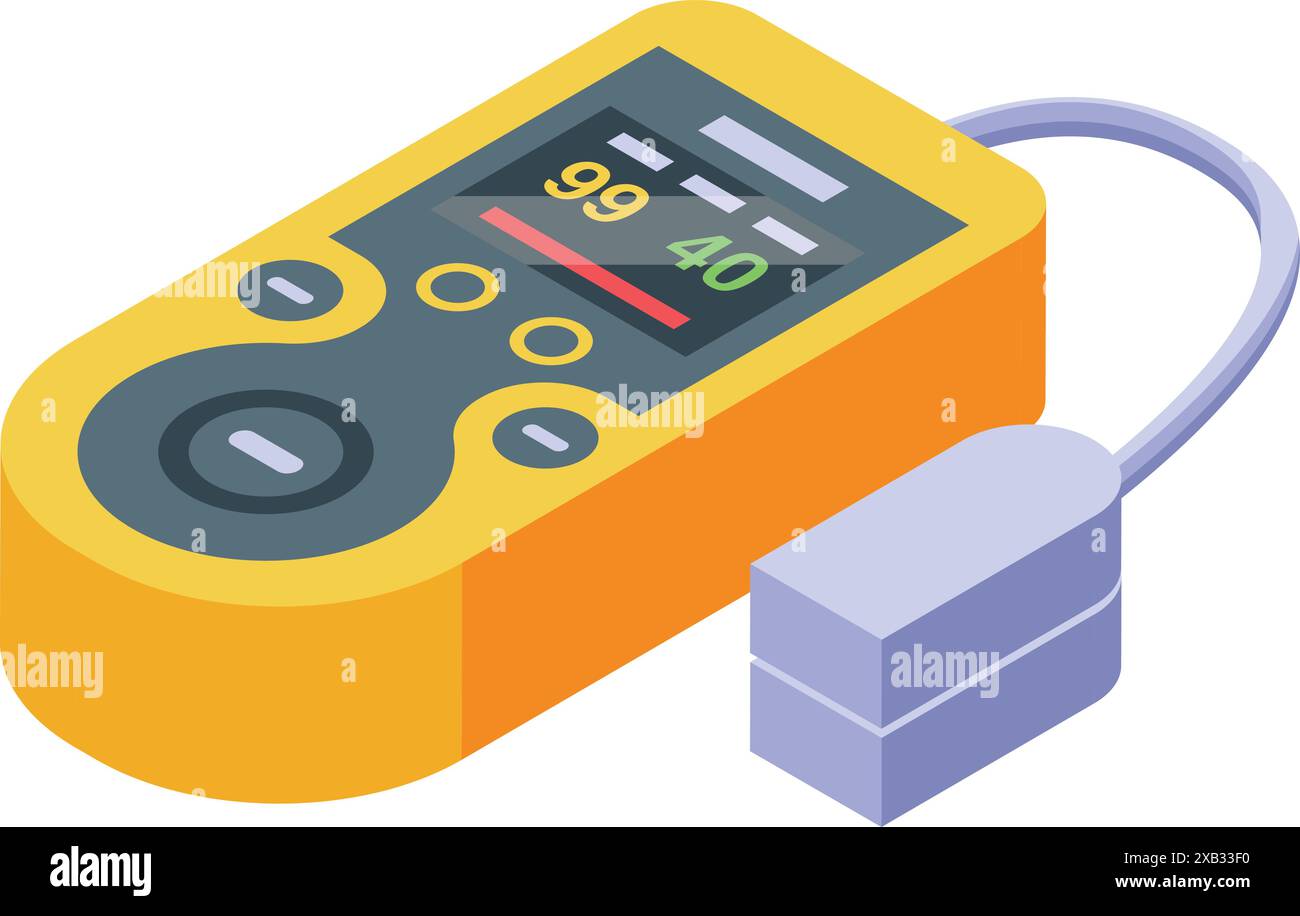 Pulse oximeter measuring blood oxygen saturation level icon Stock ...