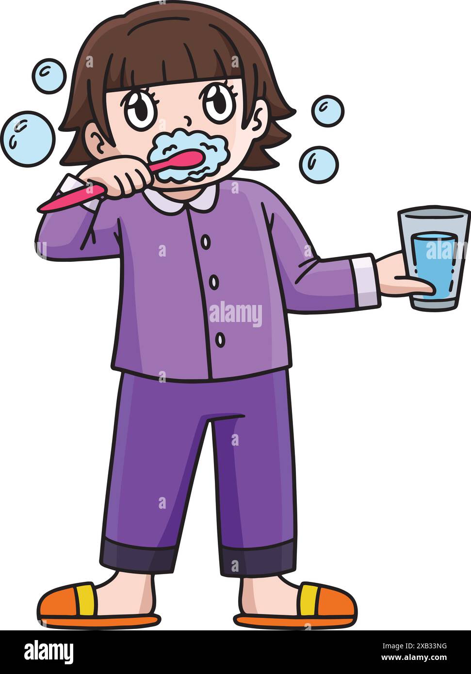 Cartoon child brushing teeth hi-res stock photography and images - Alamy
