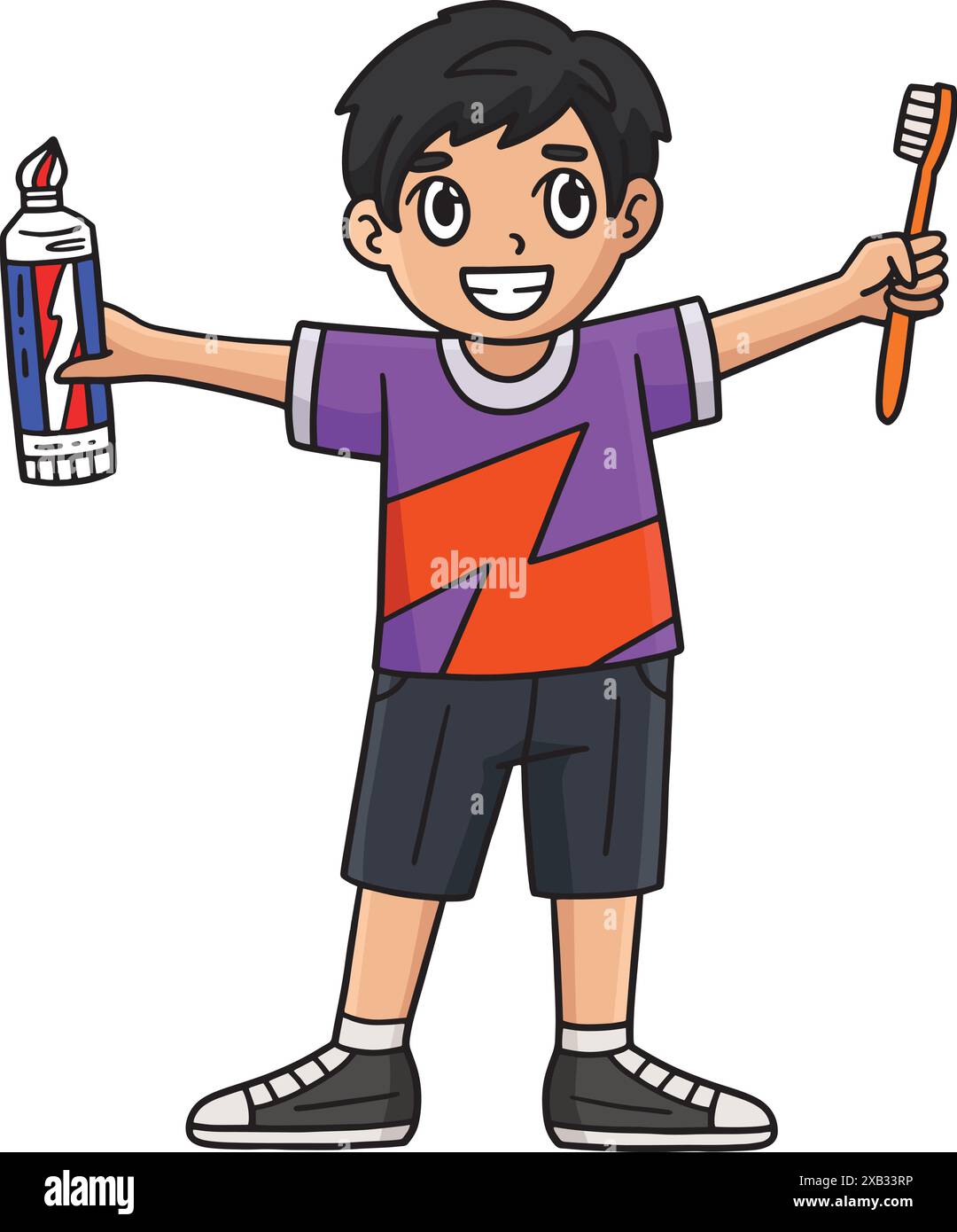 Child with Toothbrush Toothpaste Cartoon Clipart Stock Vector Image ...