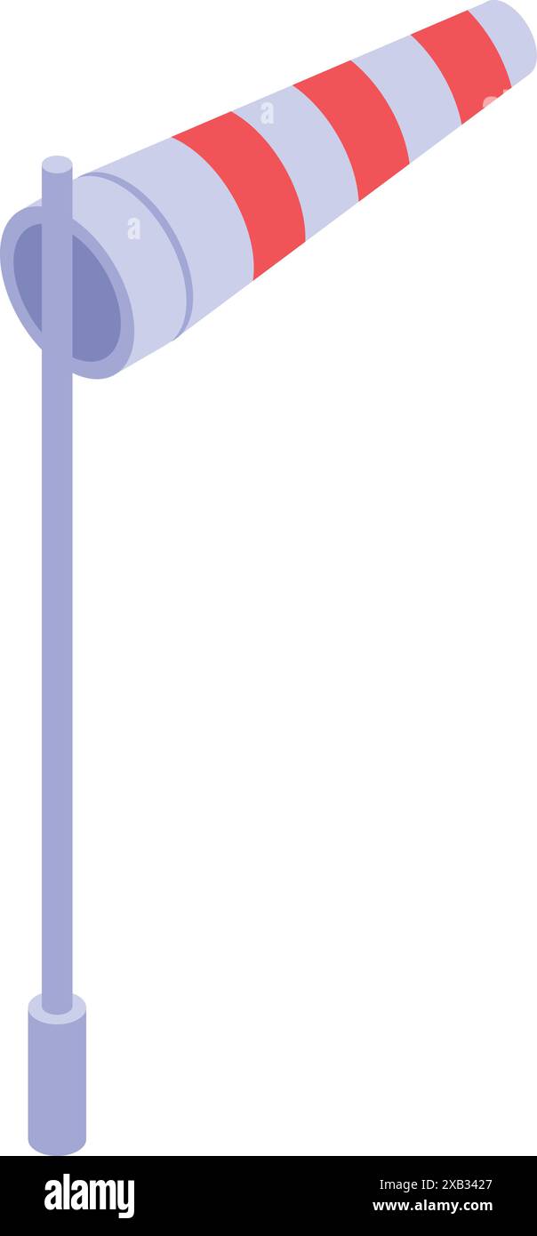 Red and white windsock indicating wind direction and strength on a ...