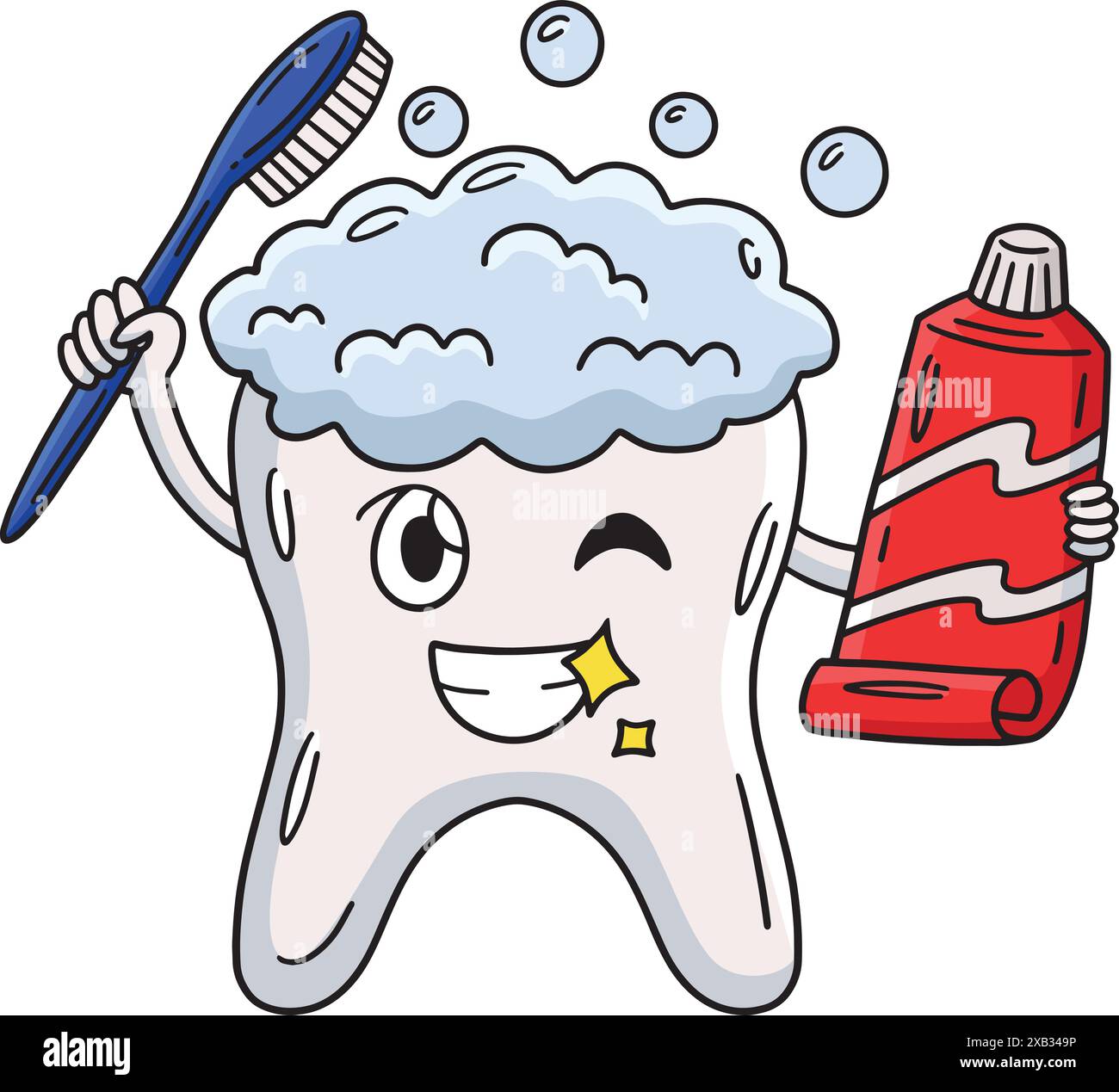 Tooth Holding Brush Toothpaste Cartoon Clipart Stock Vector Image & Art ...