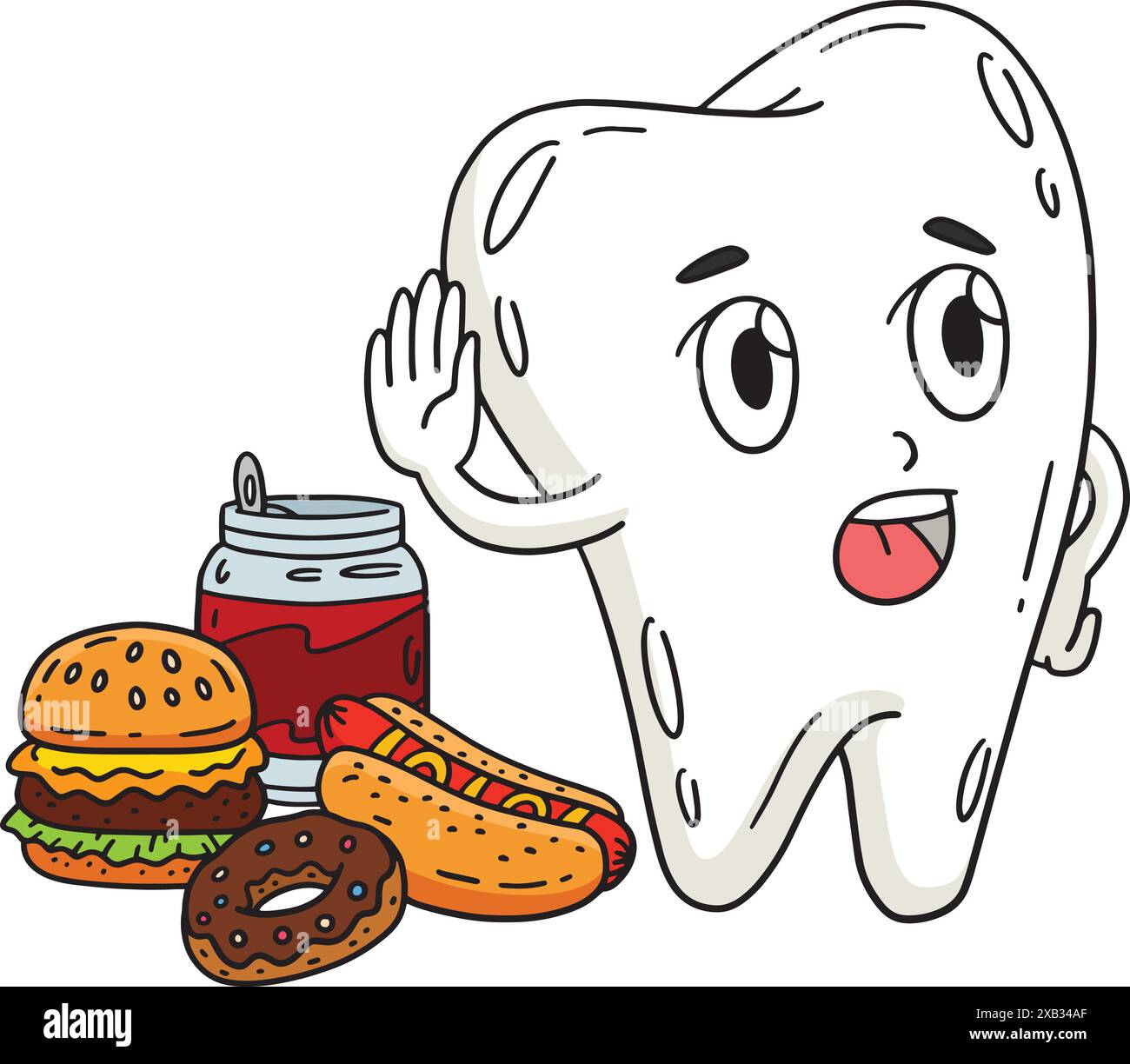Dental Care Tooth Refusing Junk Food Clipart Stock Vector Image & Art ...
