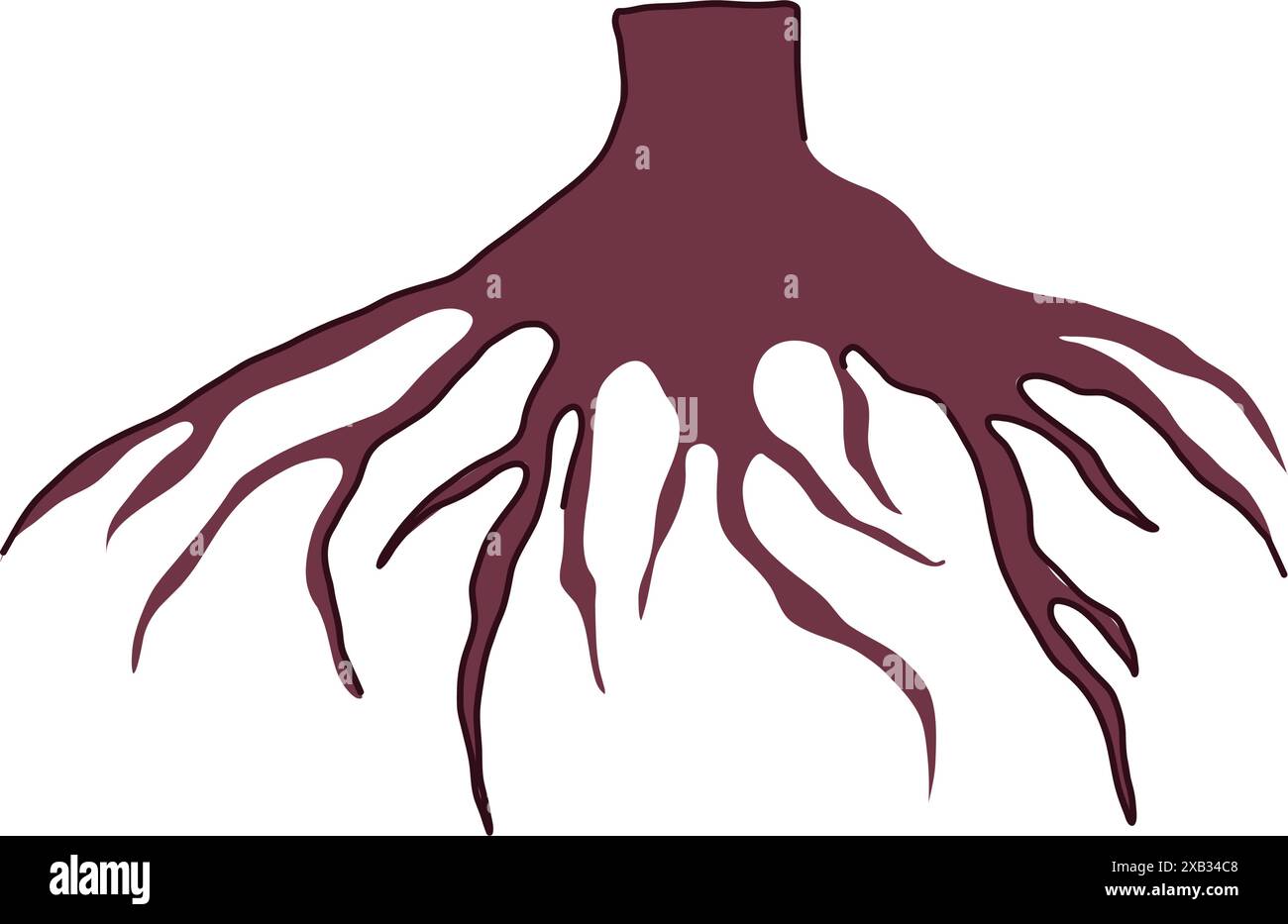 green tree root cartoon vector illustration Stock Vector Image & Art ...