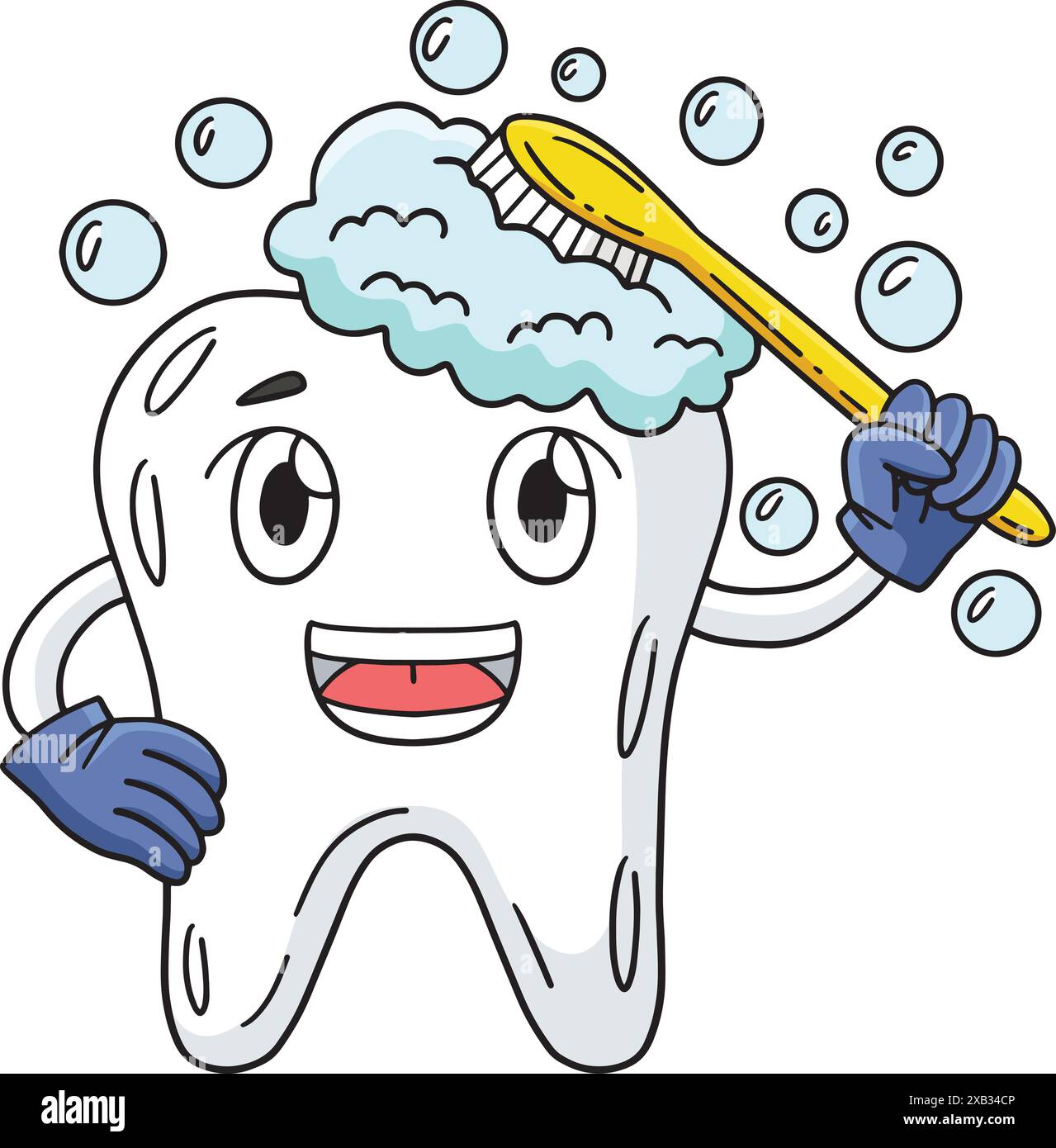 Dental Care Tooth Brushing Cartoon Colored Clipart Stock Vector Image ...