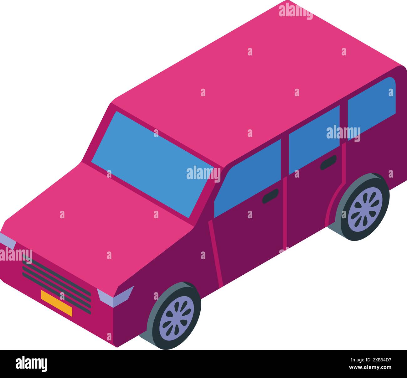 Pink suv car parked in a diagonal view with an isometric projection ...