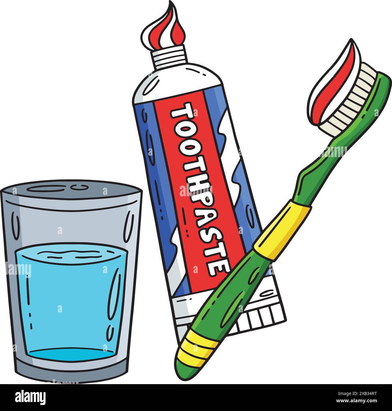 Dental Care Toothbrush Toothpaste Cartoon Clipart Stock Vector Image & Art - Alamy