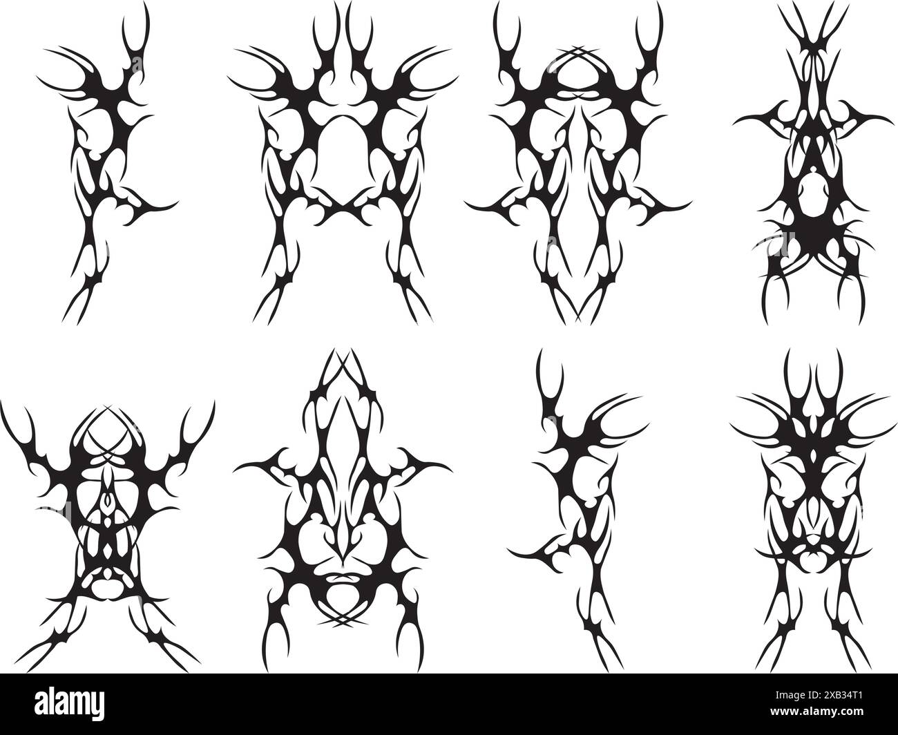 Set of neo tribal tattoo. Abstract ethnic shapes in gothic style ...