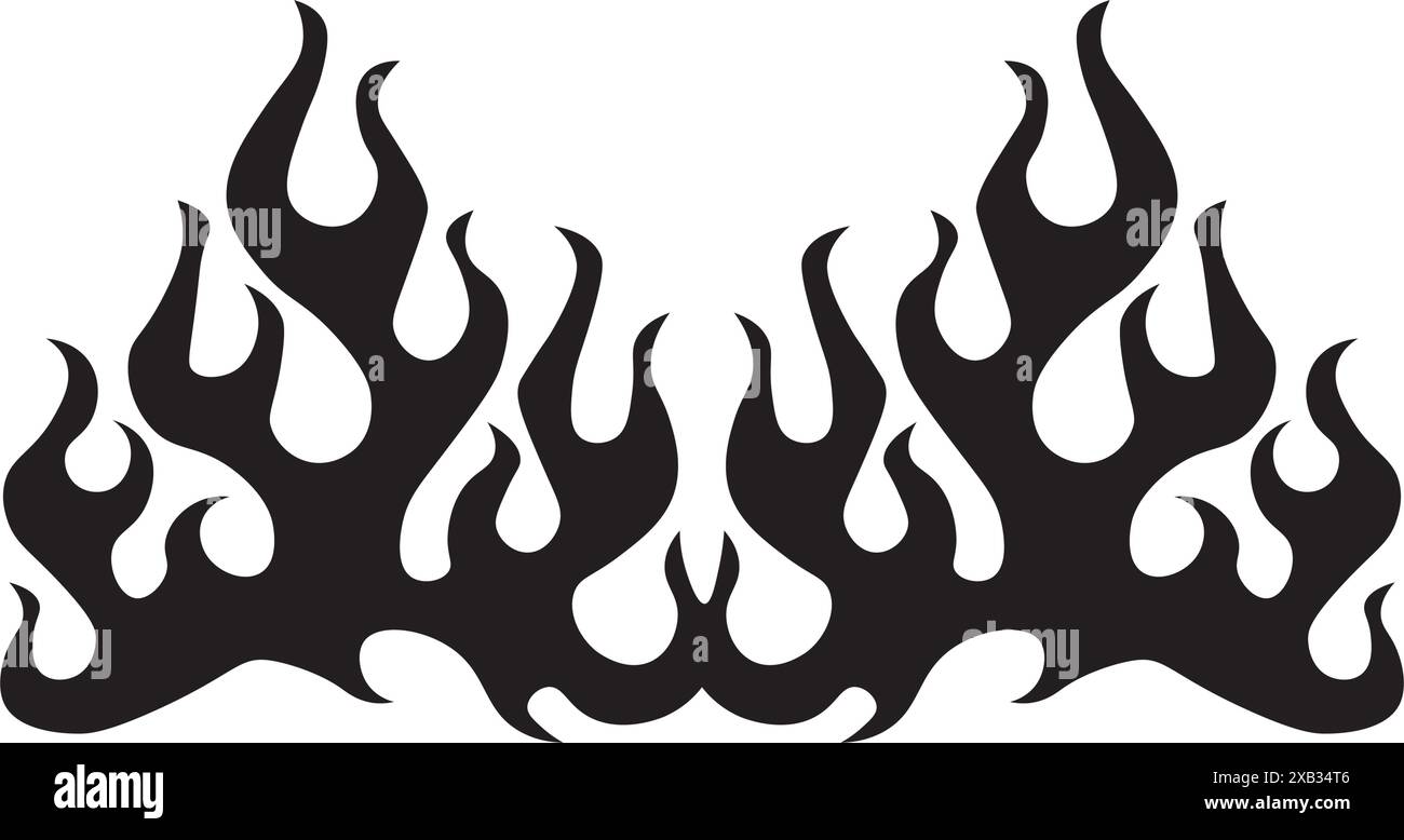 Black fire flame, design element. Tribal style for tattoo, vehicle ...