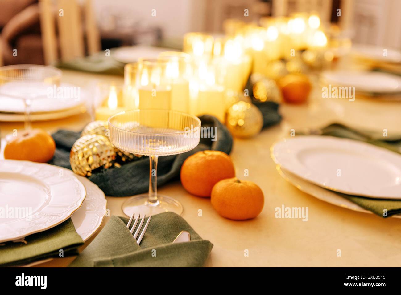 A cozy stylish living room with a covered table and a decorated ...