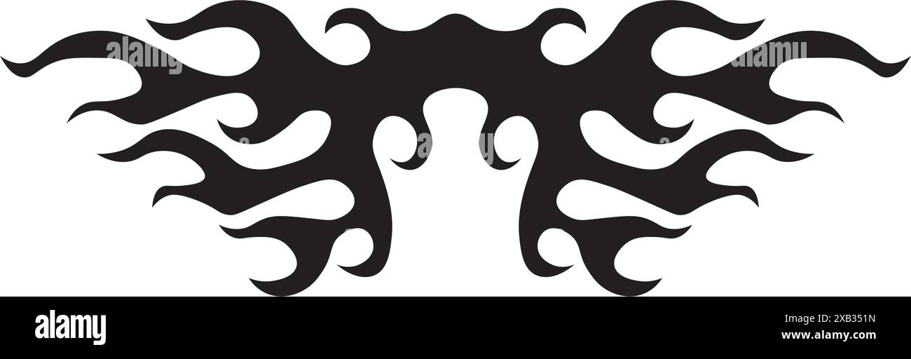 Black fire flame, design element. Tribal style for tattoo, vehicle ...