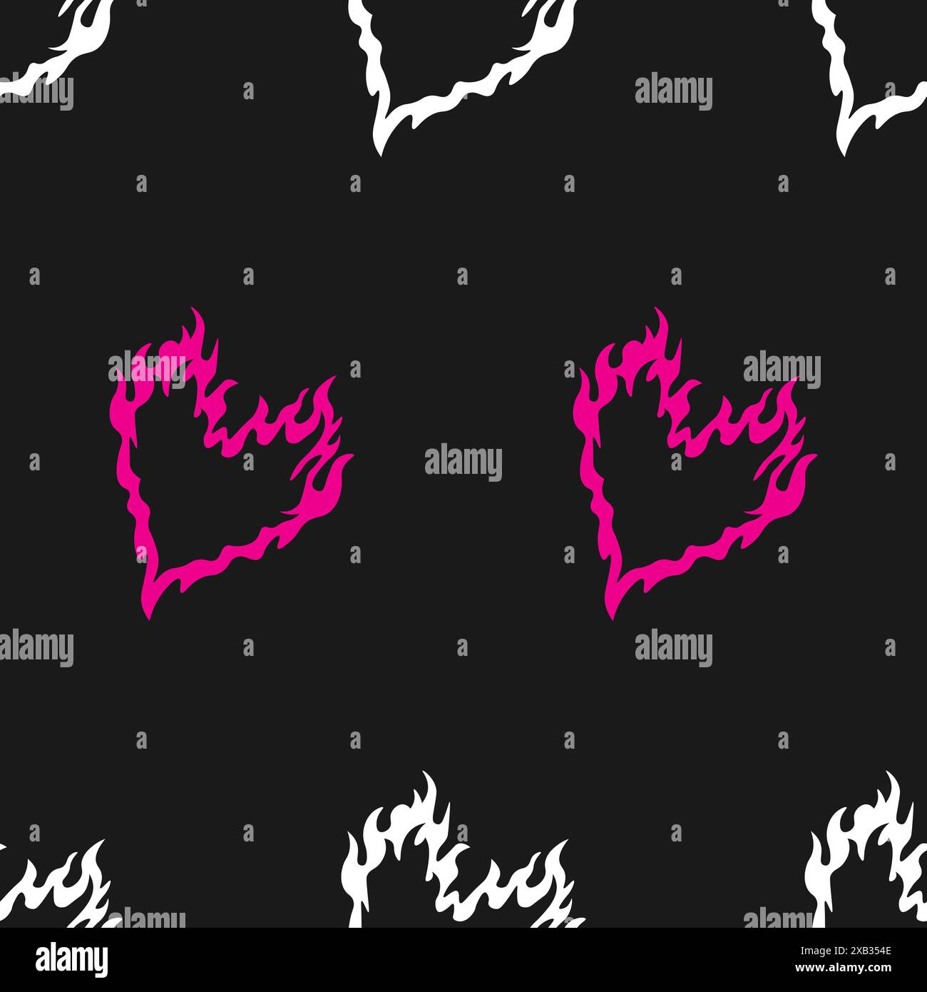 Burning heart, modern fashionable seamless pattern. Trend Y2K ...