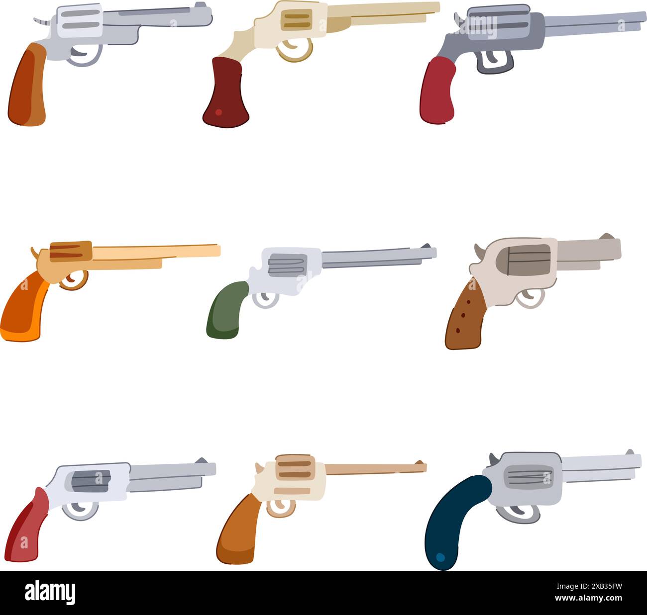 wild west pistol set cartoon vector illustration Stock Vector Image ...