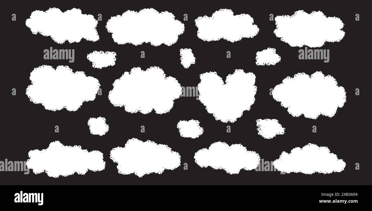 Chalk drawn clouds set. Isolated hand drawn doodles. Vector ...