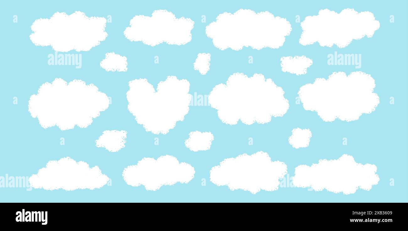 Chalk drawn clouds set. Isolated hand drawn doodles. Vector ...