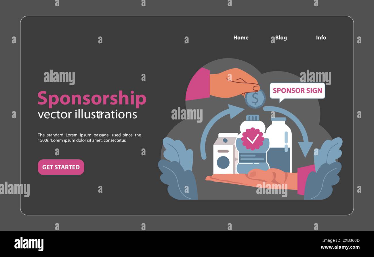 Online sponsorship agreement. Handshake on screen signifies ...