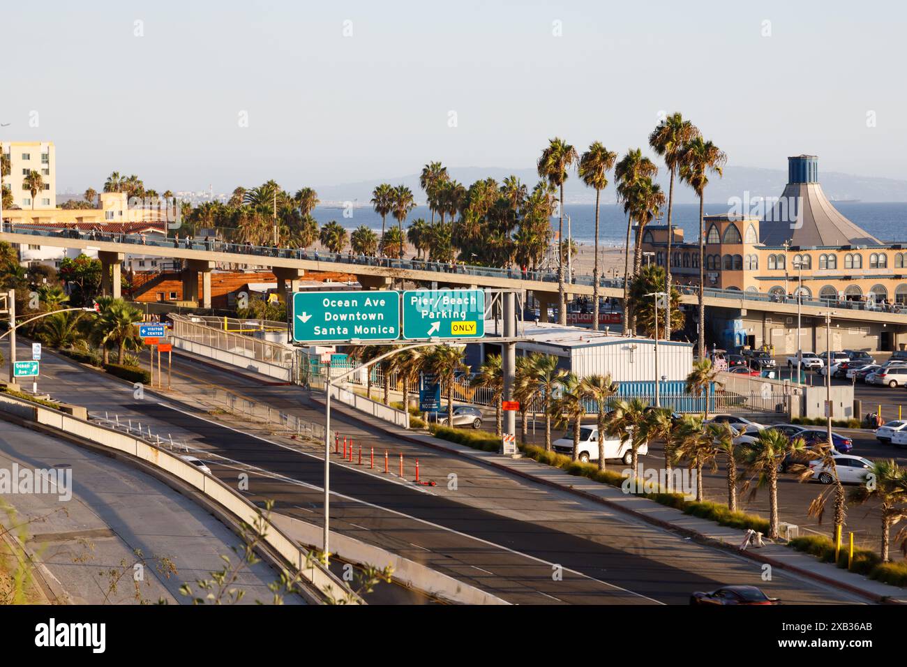 Pacific Coast Highway entering Santa Monica near the pier with ...