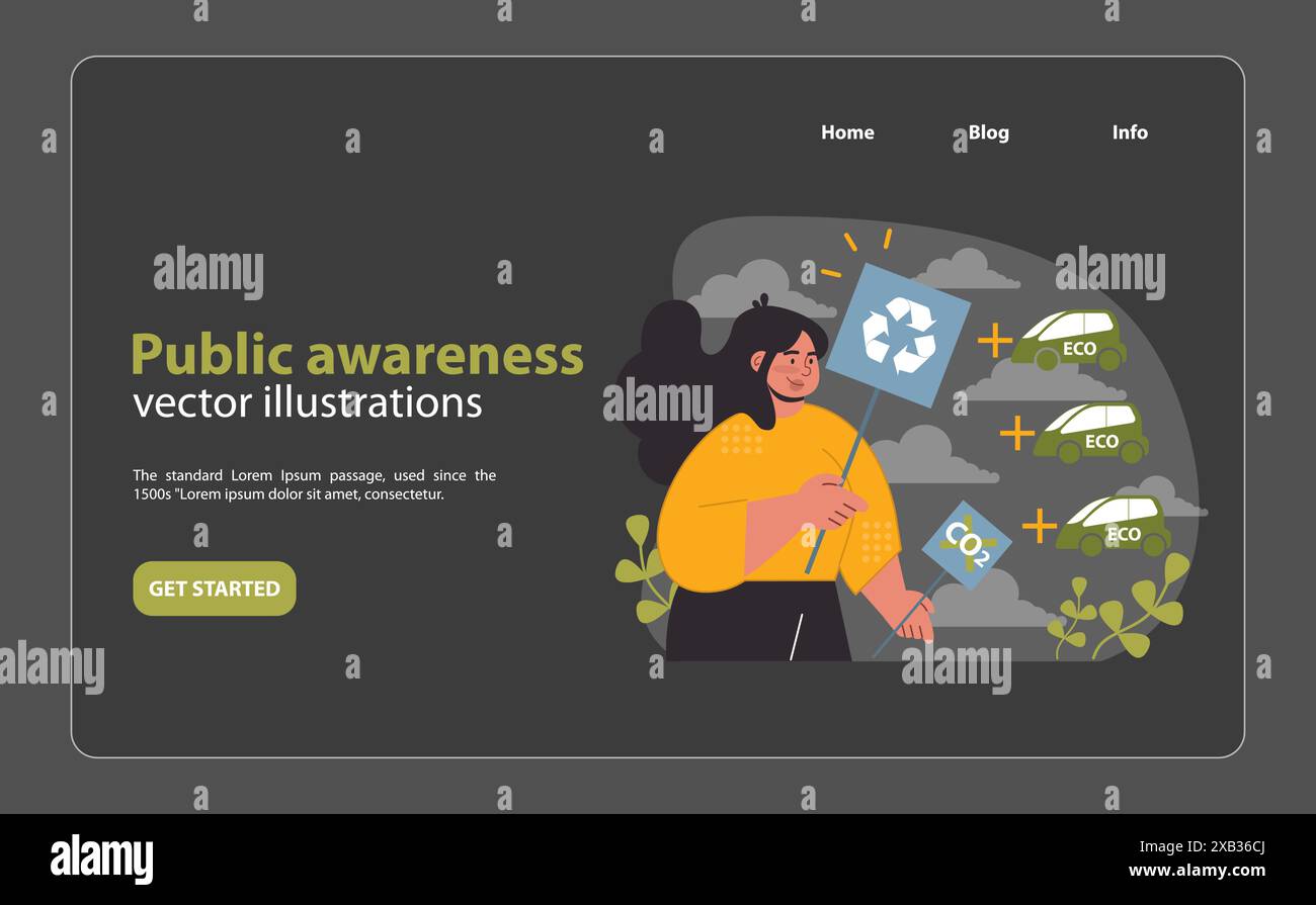 Electric Car Public Awareness Campaign Illustration. This vector emphasizes the importance of ...