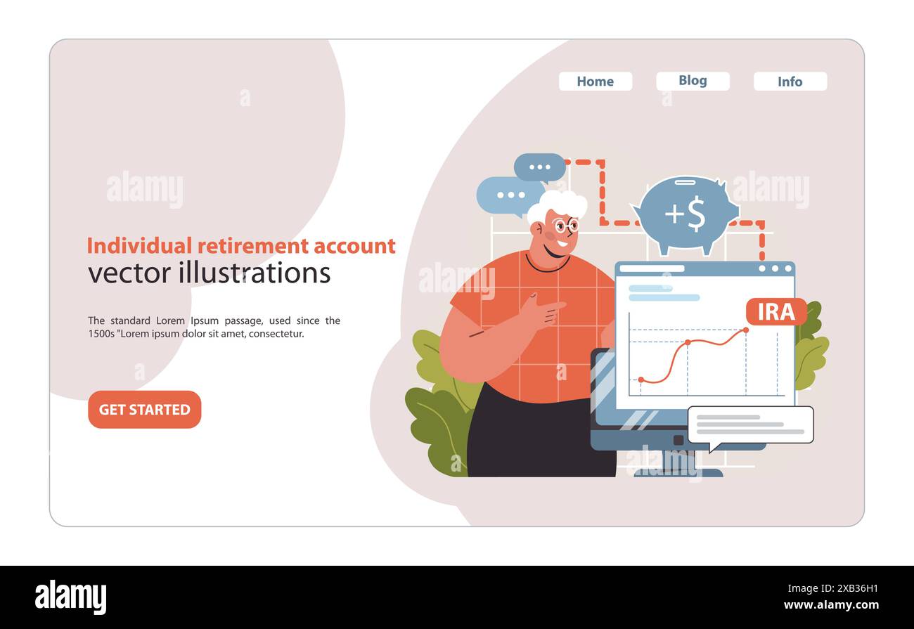 Elderly man checks his Individual Retirement Account (IRA) growth on a ...