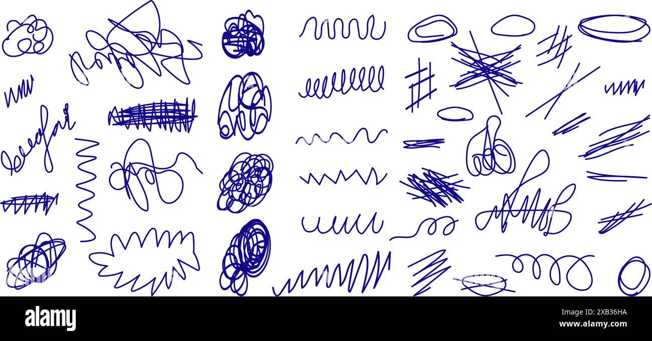 Scribbles and sketches, marker line set. Hand drawn abstract doodle ...