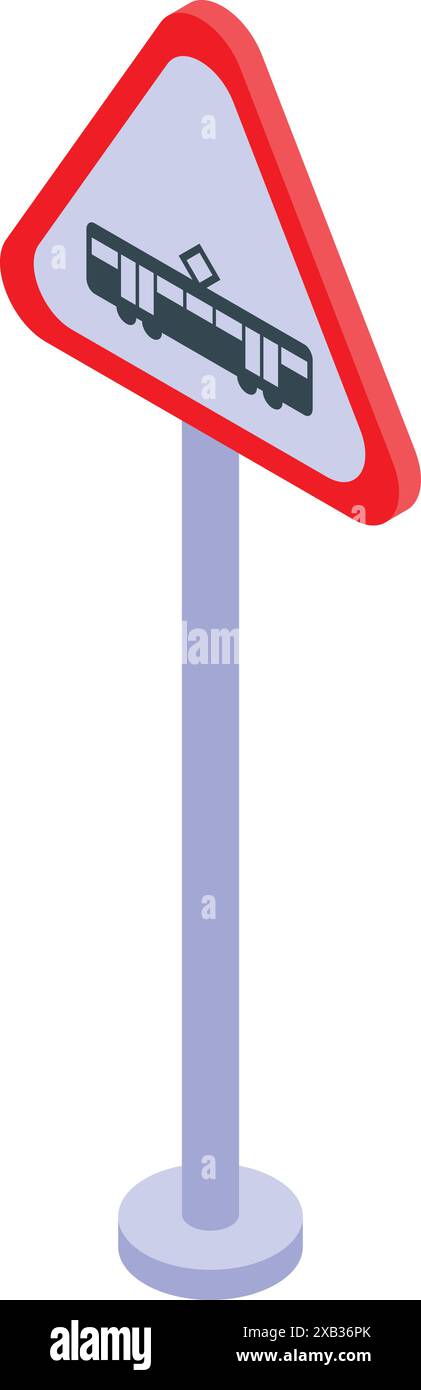 Red triangle road sign indicating approaching tram stop area Stock ...