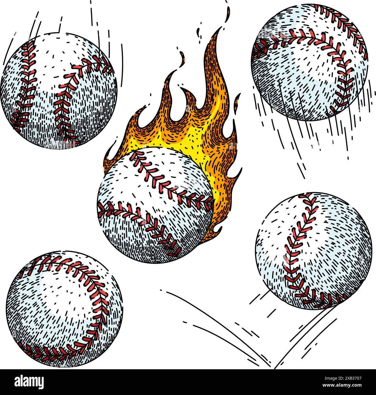 baseball ball set sketch hand drawn vector Stock Vector Image & Art - Alamy