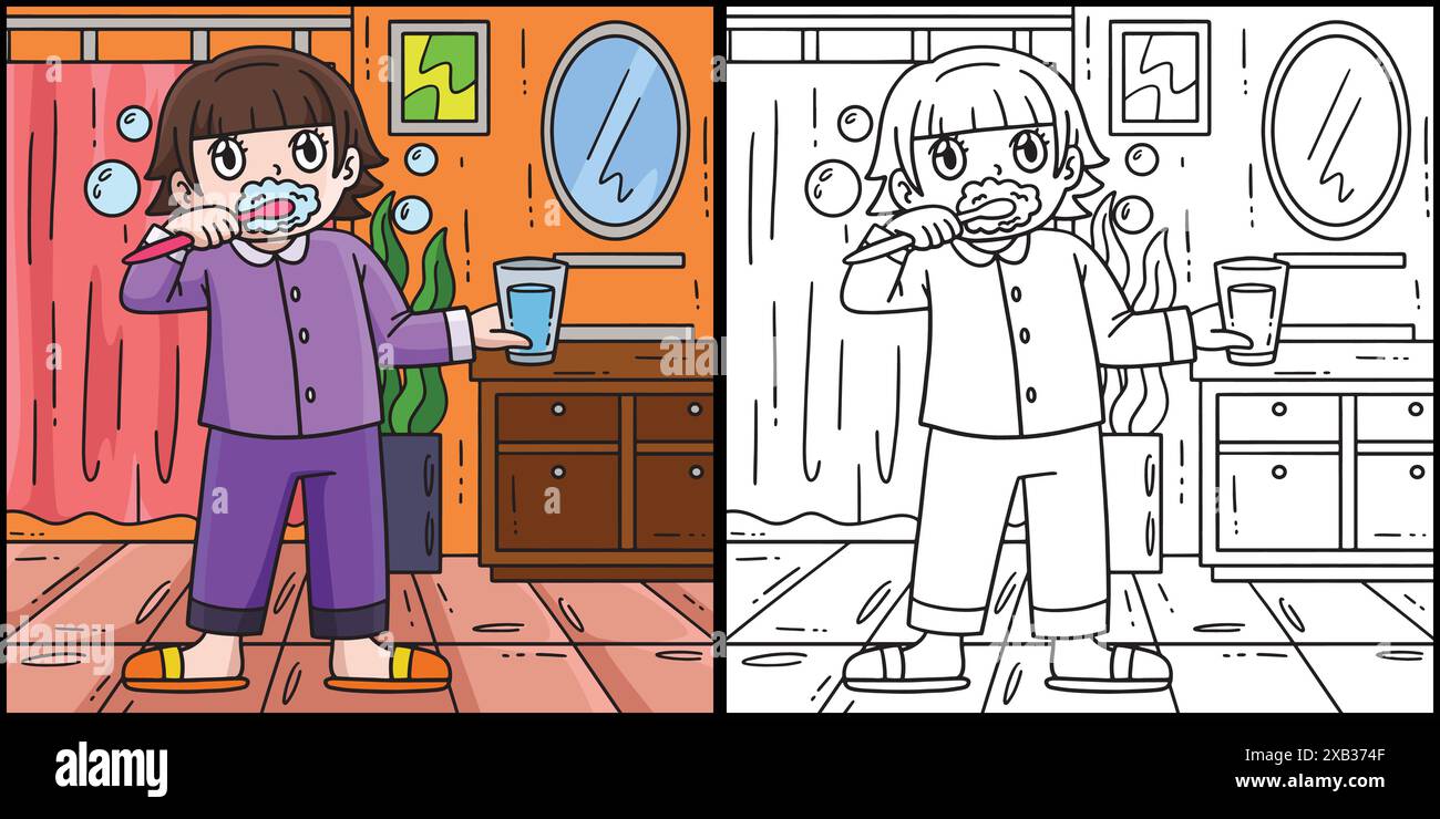 Dental care child brushing Stock Vector Images - Alamy