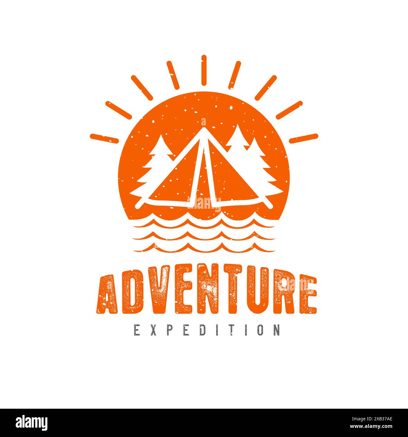 Adventure expedition, camp sunrise logo. Badge adventure outdoor design ...