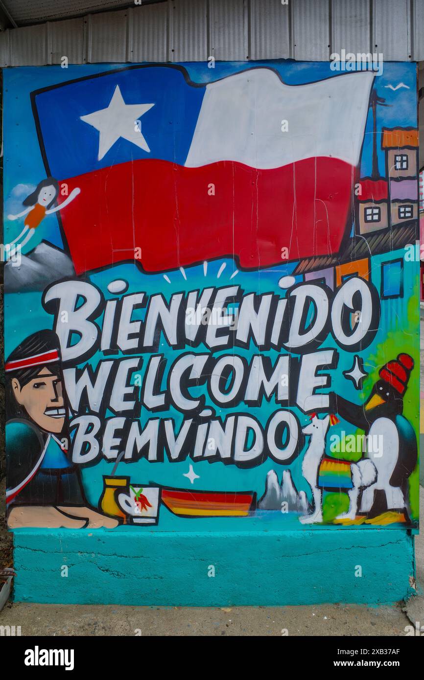 Valparaiso, Chile - Nov 28, 2023: Colorful Street art and murals in the ...