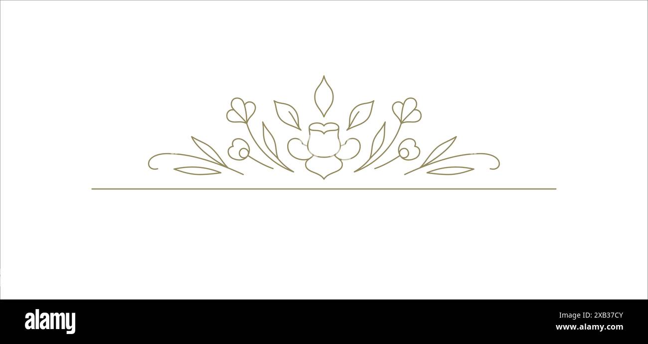 Minimalist flower botanical blossom golden divider line art decor ...