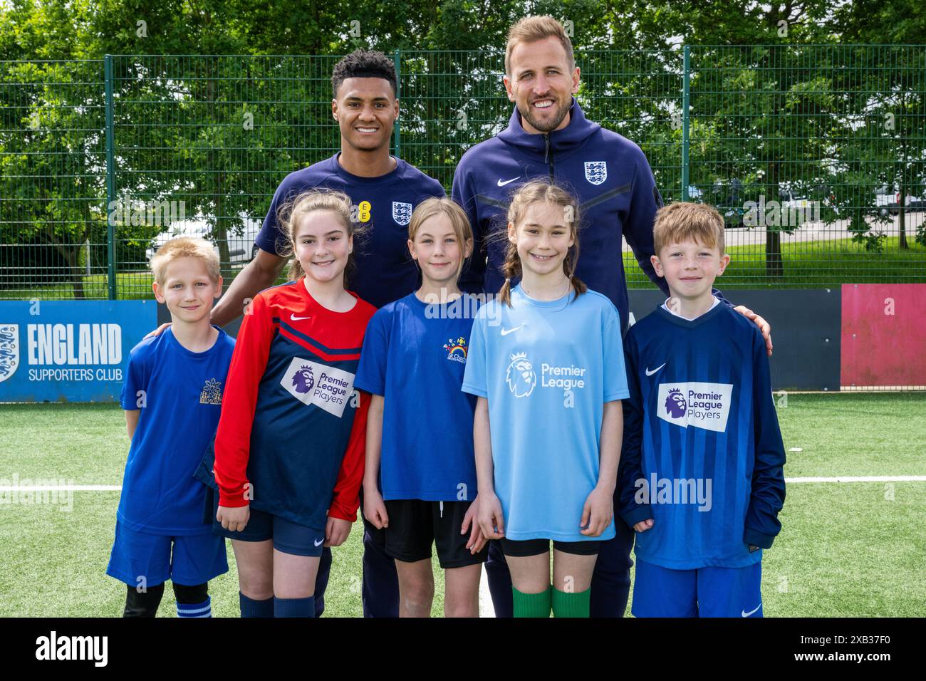 Ollie Watkins (back row left) and England captain Harry Kane (back row ...