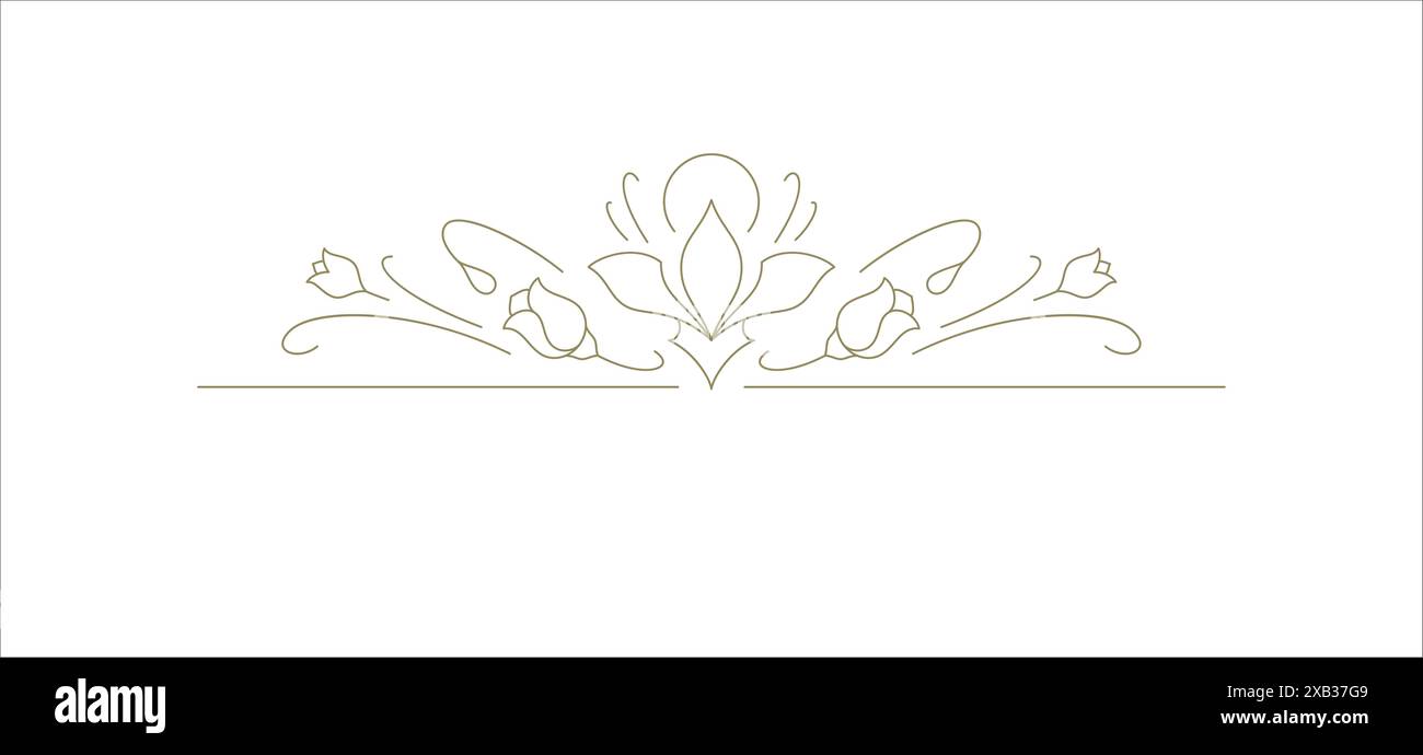 Minimalist classic golden divider with curved flower line art hand ...