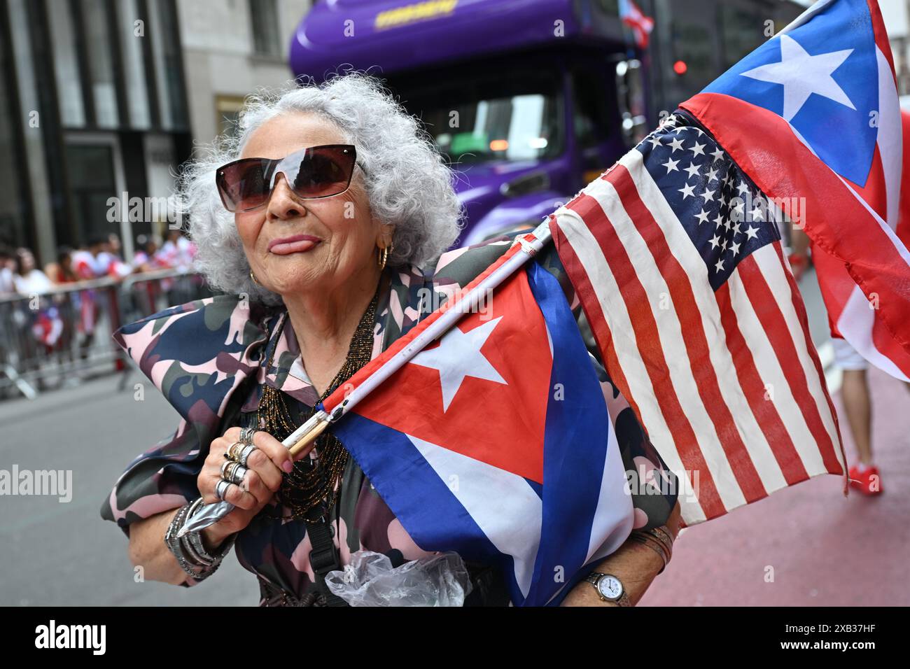 People march in the National Puerto Rican Day Parade on June 09, 2024 in New York City Stock ...
