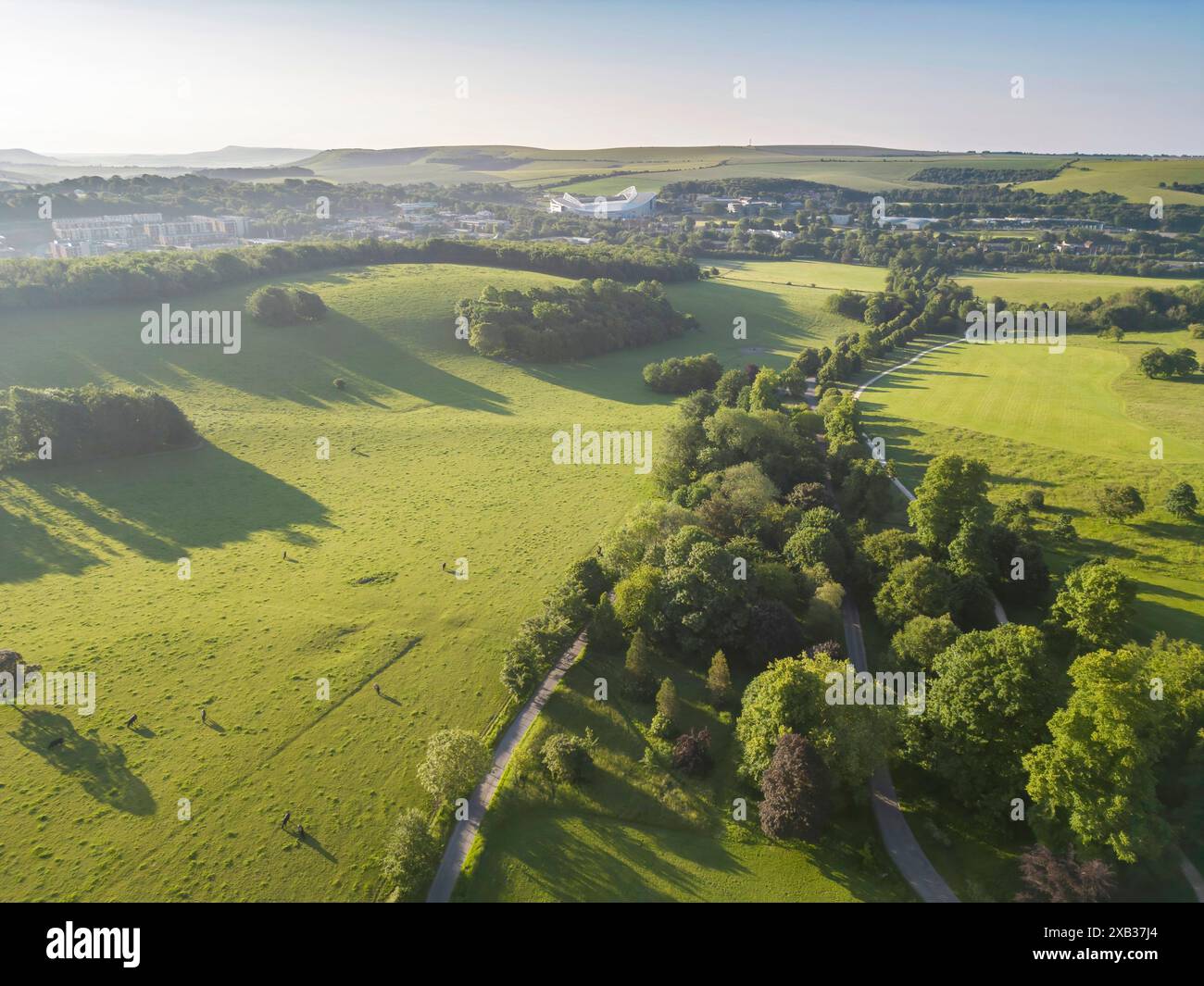 aerial view of the 5000 acre stanmer park in brighton with the amex ...