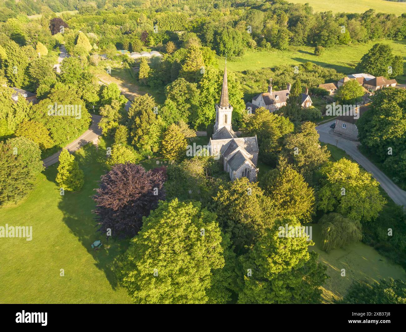 aerial view of the 5000 acre stanmer park and stanmer village church in ...