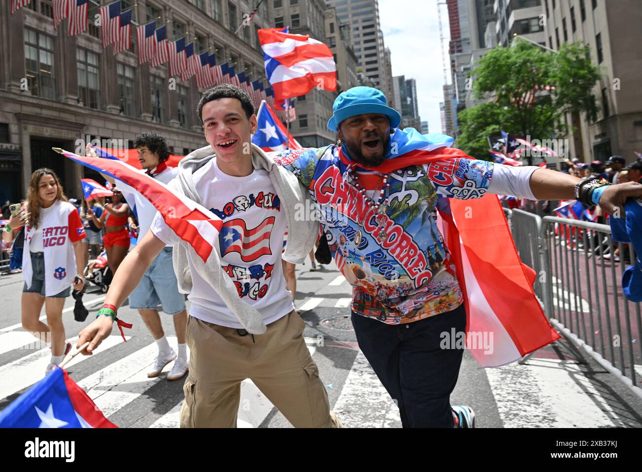 People march in the National Puerto Rican Day Parade on June 09, 2024 in New York City Stock ...