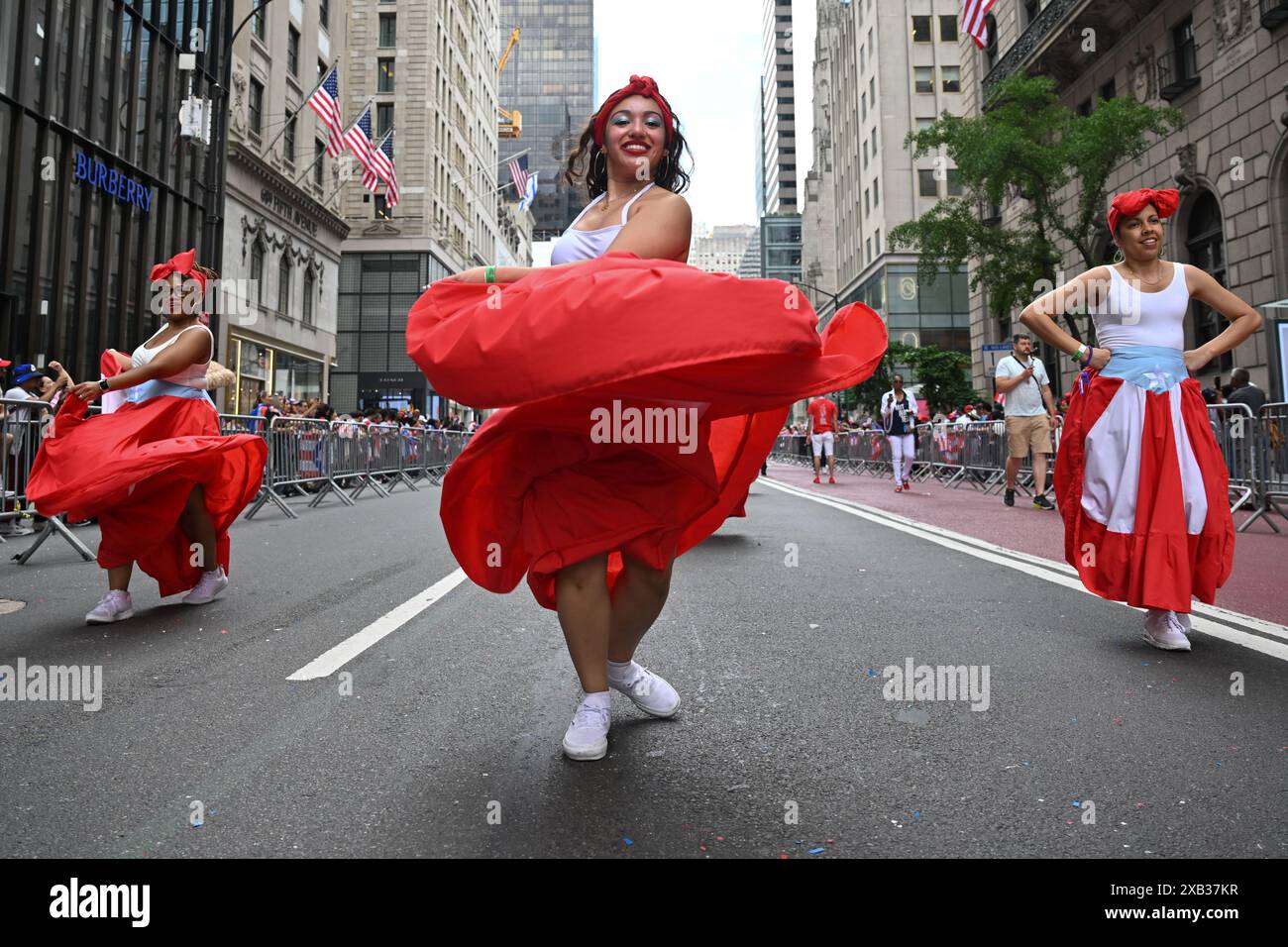 People march in the National Puerto Rican Day Parade on June 09, 2024 in New York City Stock ...