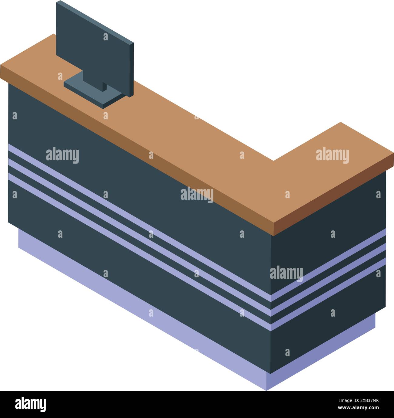Empty reception desk with a computer on top, perfect for welcoming ...