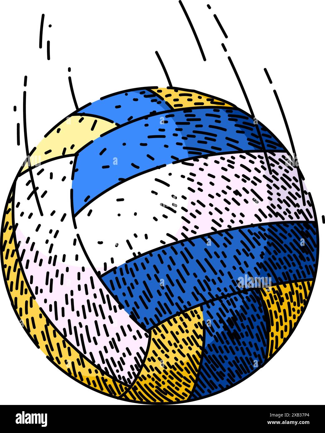 silhouette volleyball ball sketch hand drawn vector Stock Vector Image ...