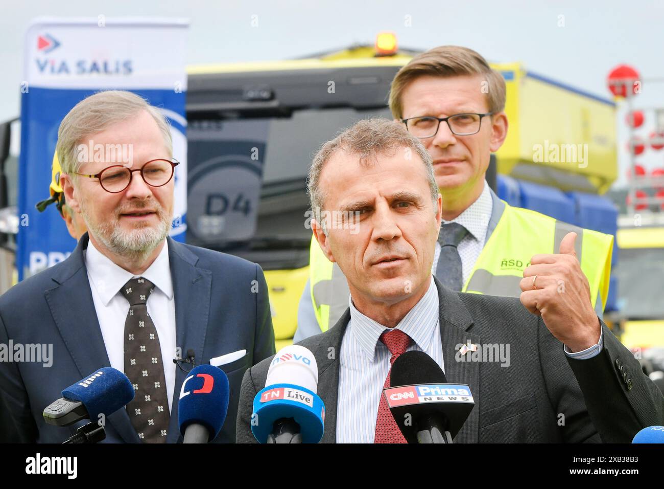 Techarovice, Czech Republic. 10th June, 2024. From left Prime Minister ...