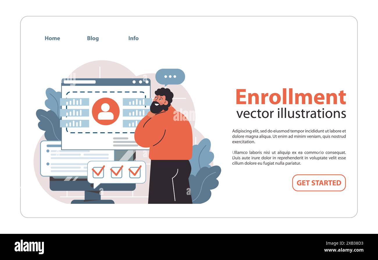 Enrollment Process Concept Man Analyzing User Profile On Computer Digital Registration Data
