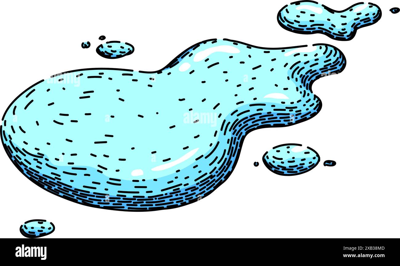 liquid water puddle sketch hand drawn vector Stock Vector Image & Art ...
