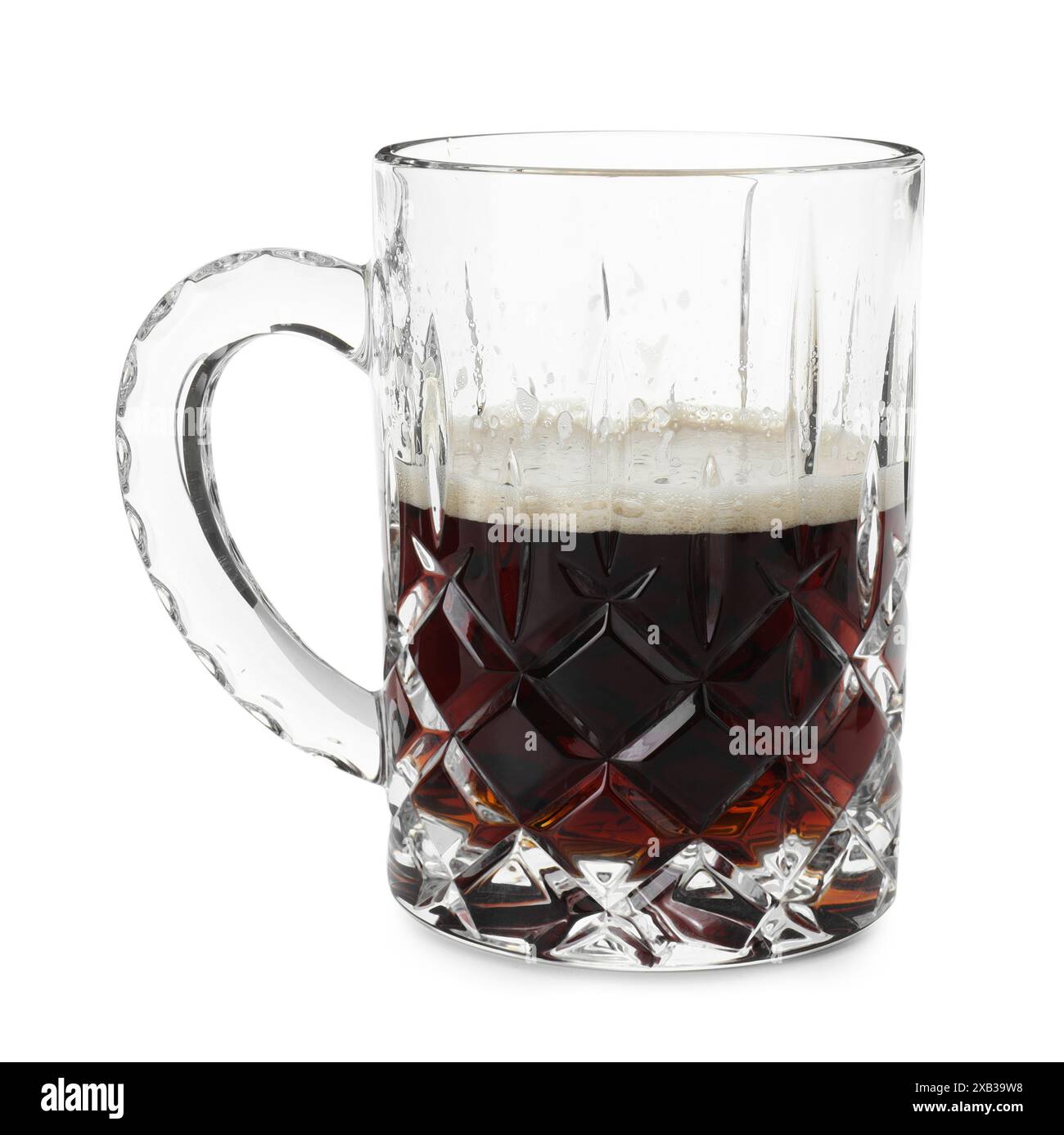 Half full mug of beer isolated on white Stock Photo - Alamy